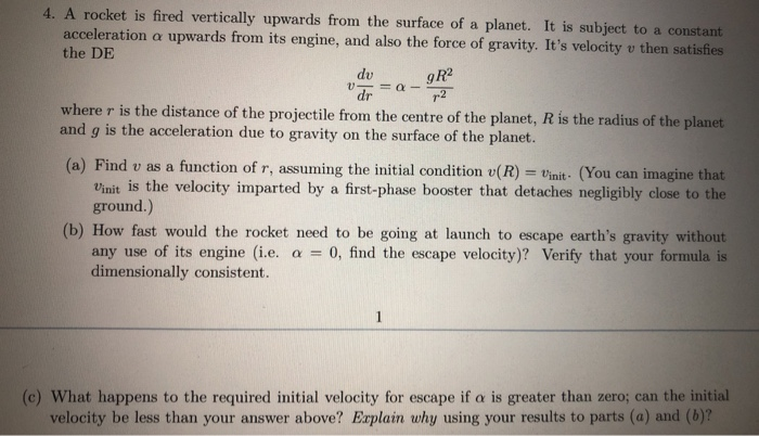 Solved 9R2 a 4. A rocket is fired vertically upwards from | Chegg.com