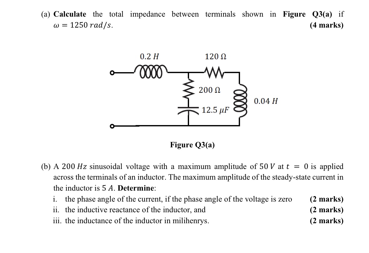 Solved (a) ﻿Calculate the total impedance between terminals | Chegg.com