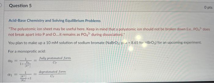 Solved Acid-Base Chemistry and Solving Equilibrium Problems | Chegg.com
