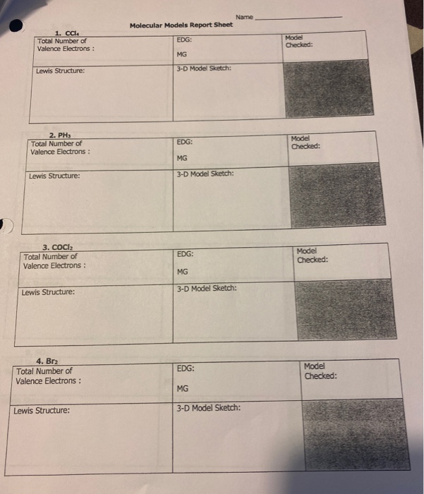 Solved Name Molecular Models Report Sheet 1. Cale Total | Chegg.com