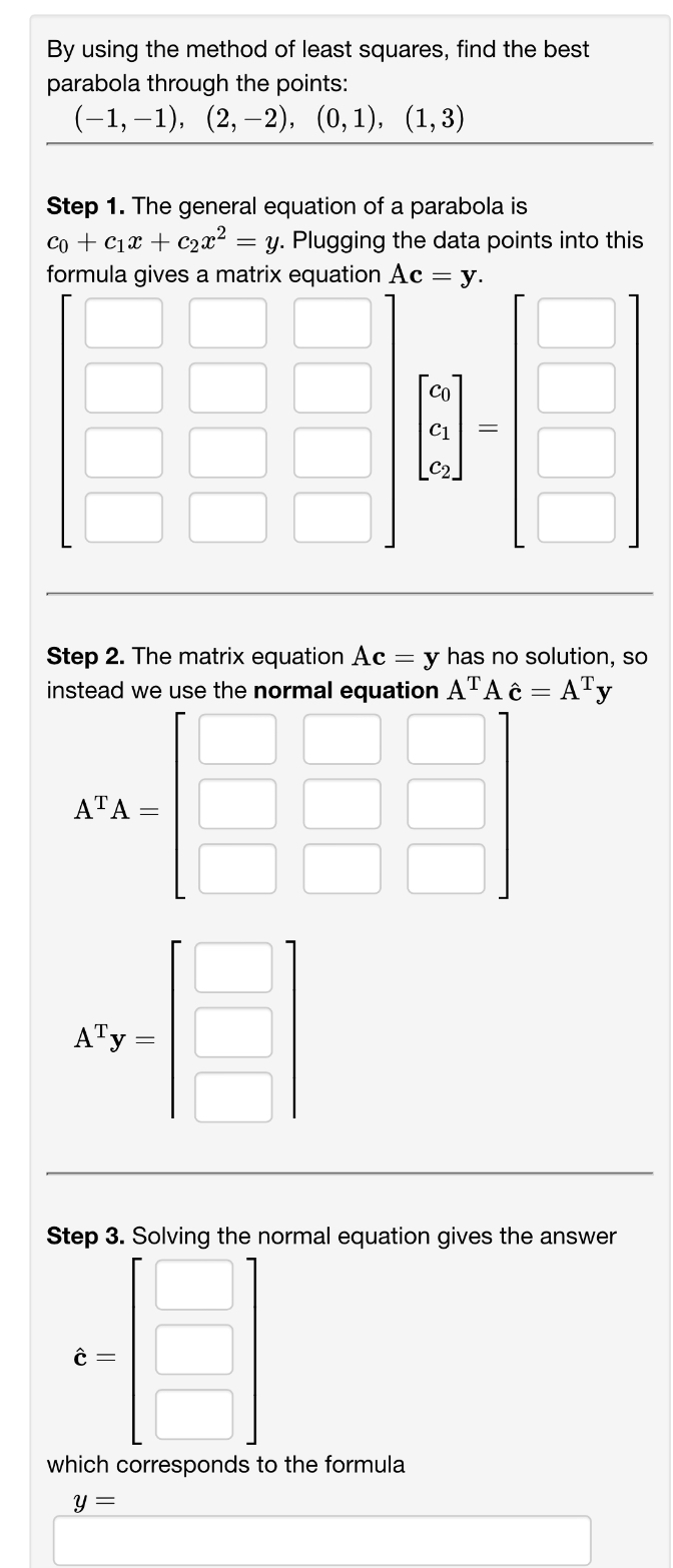 Solved By using the method of least squares, find the best | Chegg.com