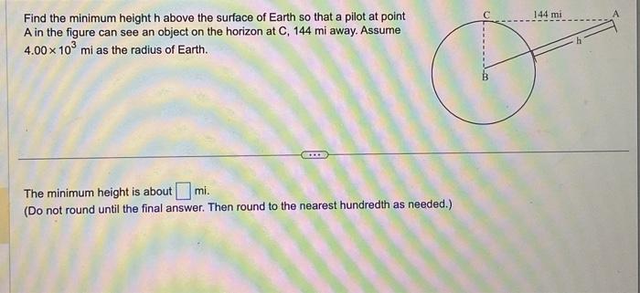 Solved Find the minimum height h above the surface of Earth | Chegg.com