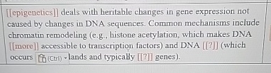 Solved [[epigenetics]] ﻿deals with heritable changes in gene | Chegg.com