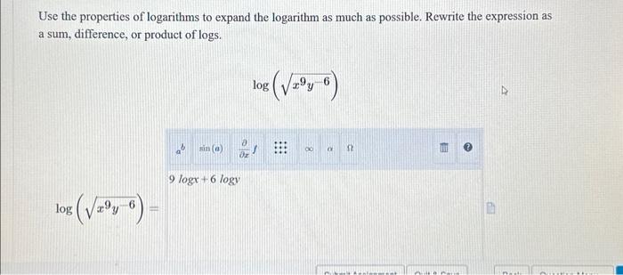 Solved Use the properties of logarithms to expand the | Chegg.com
