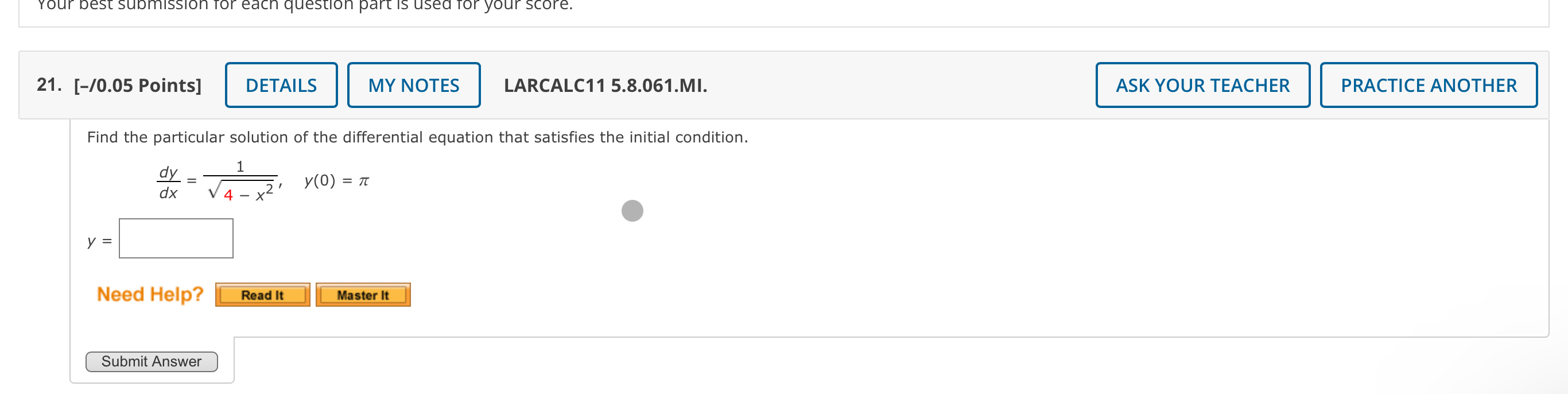 Solved [-/0.05 ﻿Points] ﻿LARCALC11 5.8.061.MI.Find the | Chegg.com
