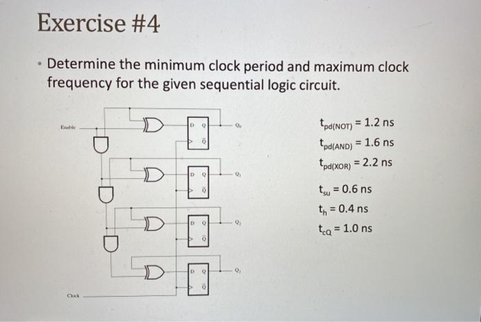 Solved Exercise #4 • Determine the minimum clock period and | Chegg.com