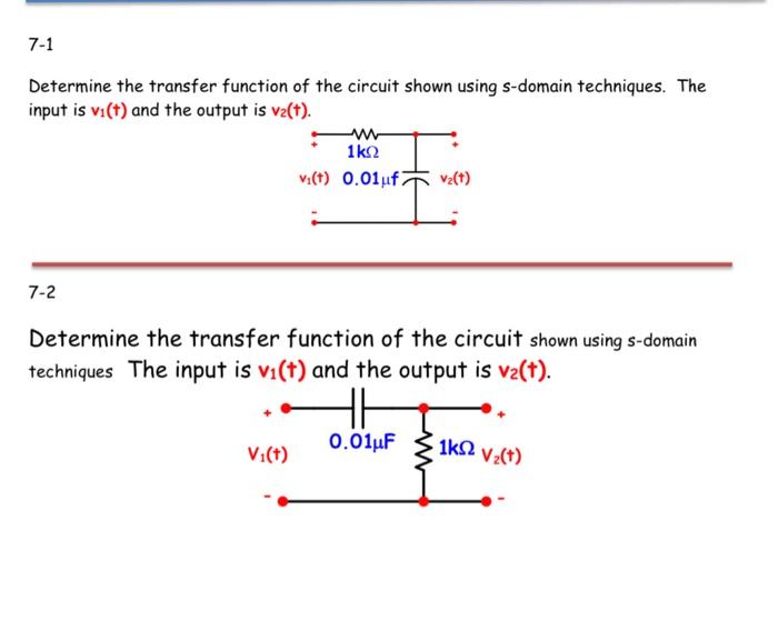 Solved 7-1 Determine the transfer function of the circuit | Chegg.com