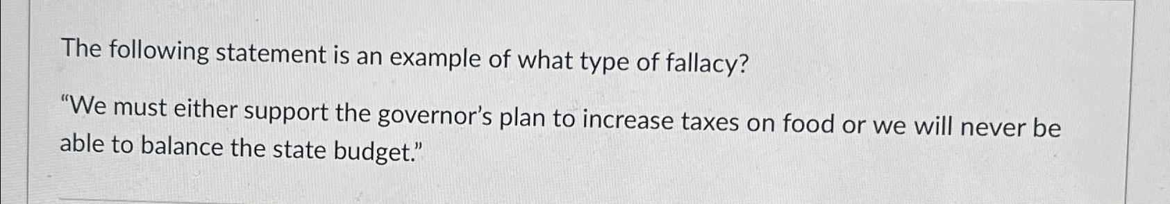 Solved The following statement is an example of what type of | Chegg.com