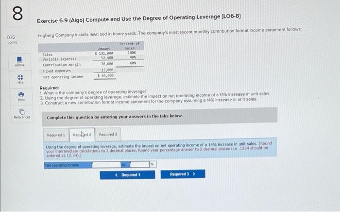 Solved 8 Exercise 6-9 (Algo) Compute and Use the Degree of | Chegg.com