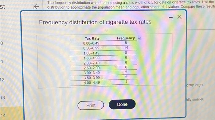 Solved The frequency distribution was obtained using a class | Chegg.com