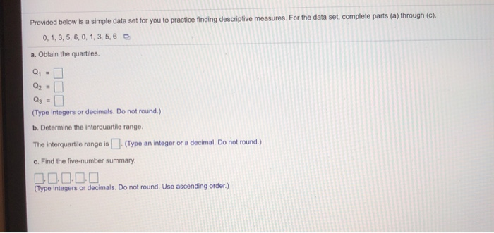 Solved Provided below is a simple data set for you to | Chegg.com