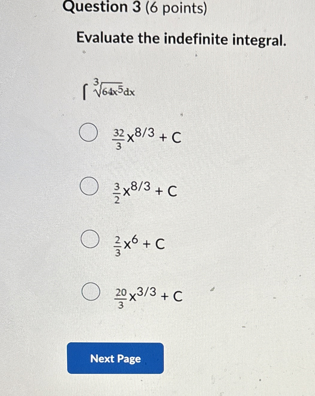 Solved Question 3 (6 ﻿points)Evaluate the indefinite | Chegg.com