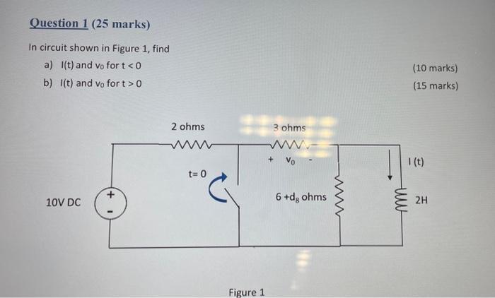Solved In circuit shown in Figure 1, find a) I(t) and v0 for | Chegg.com