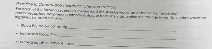 Solved Practice It: Central and Peripheral Chemoreceptors | Chegg.com