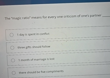 Solved The "magic ratio" means for every one criticism of | Chegg.com