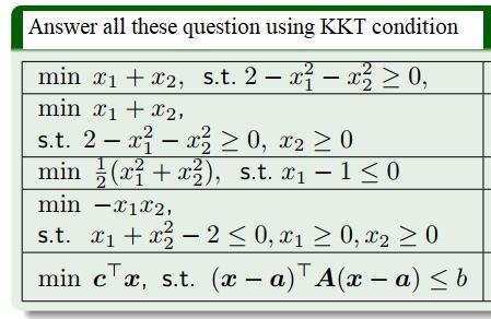 Solved Answer all these question using KKT condition | Chegg.com