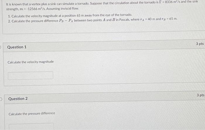 Solved It is known that a vortex plus a sink can simulate a | Chegg.com