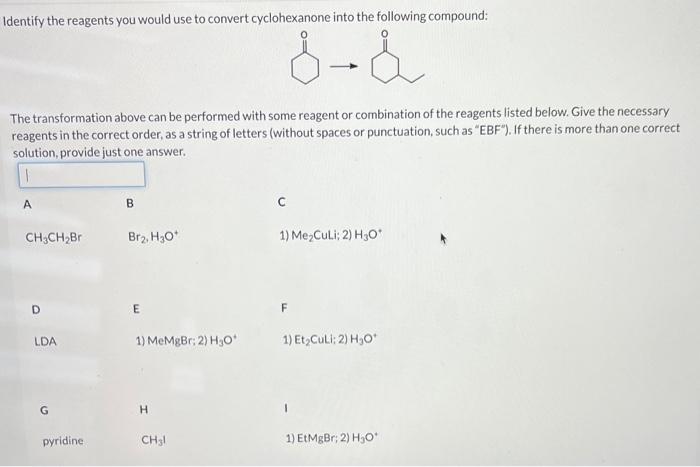 Solved Identify the reagents you would use to convert | Chegg.com