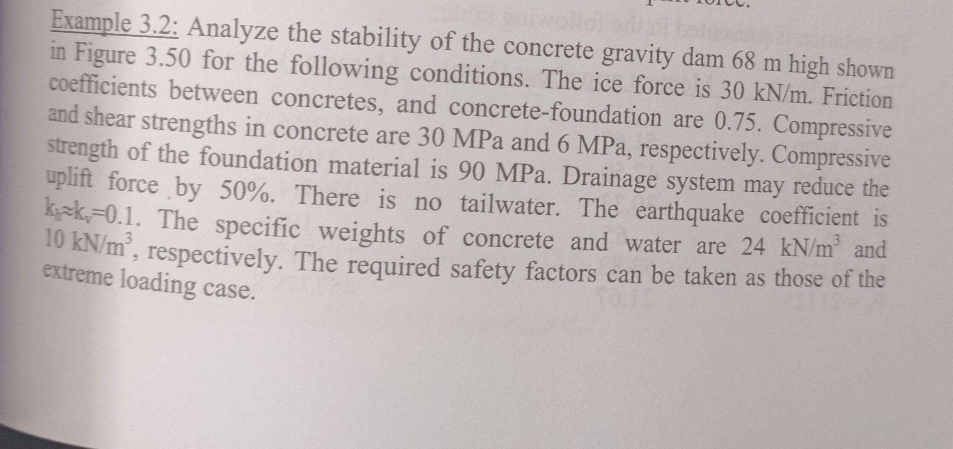 Example 3.2: Analyze the stability of the concrete | Chegg.com