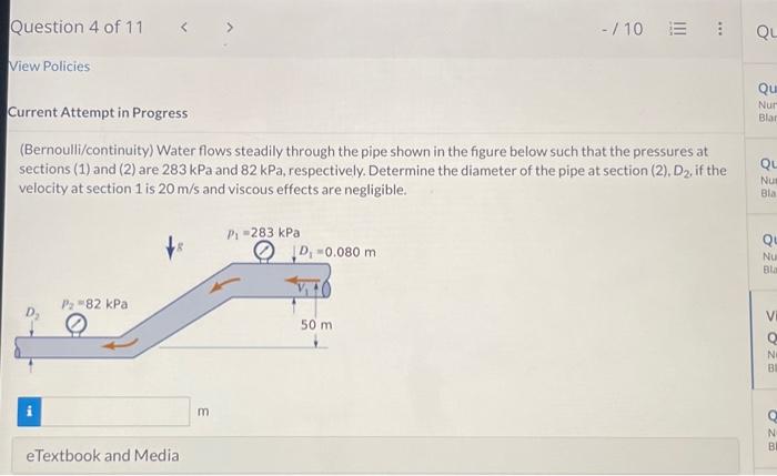 (Bernoulli/continuity) Water flows steadily through | Chegg.com