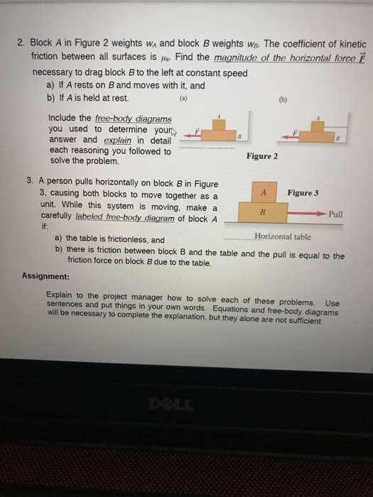 Solved 2. Block A in Figure 2 weights WA and block B weights | Chegg.com