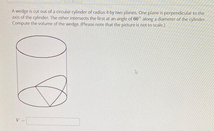 Solved A wedge is cut out of a circular cylinder of radius 4 | Chegg.com