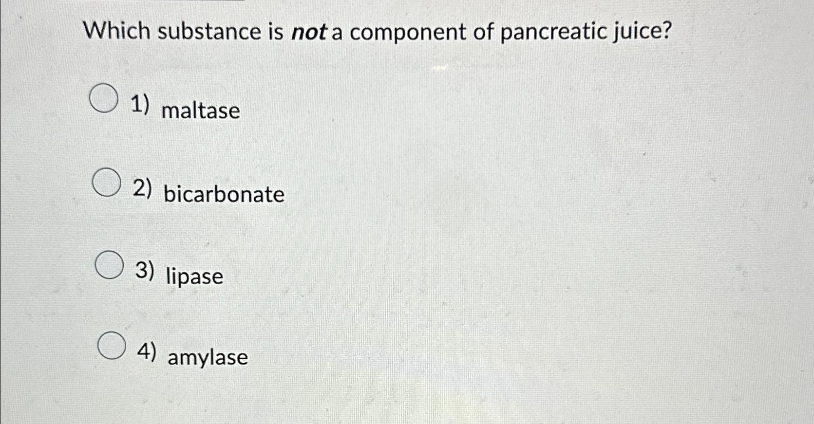 Solved Which substance is not a component of pancreatic | Chegg.com