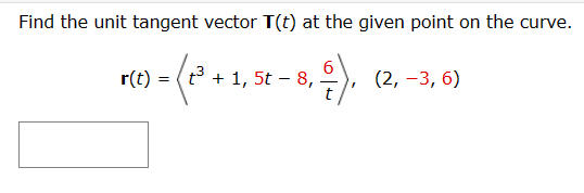 Solved Find the unit tangent vector T(t) ﻿at the given point | Chegg.com