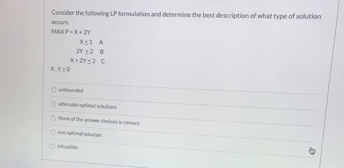 Solved Consider the following LP formulation and determine | Chegg.com