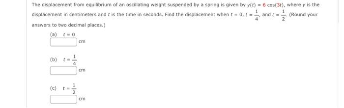 Solved The displacement from equilibrium of an oscillating | Chegg.com