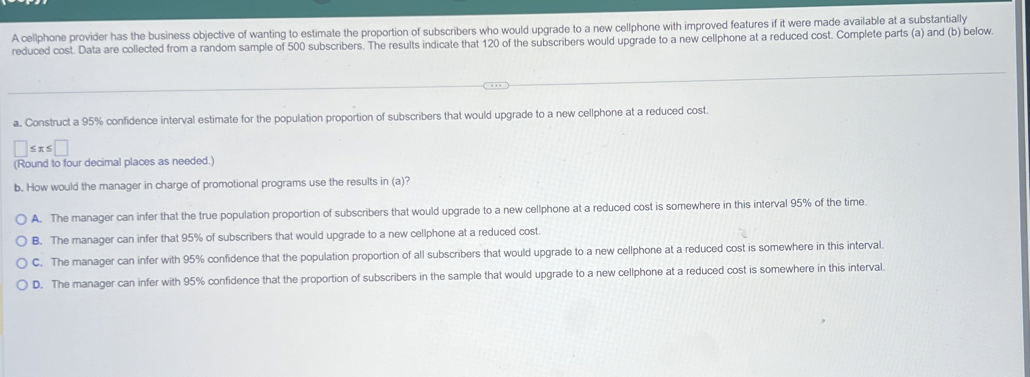 Solved A cellphone provider has the business objective of | Chegg.com