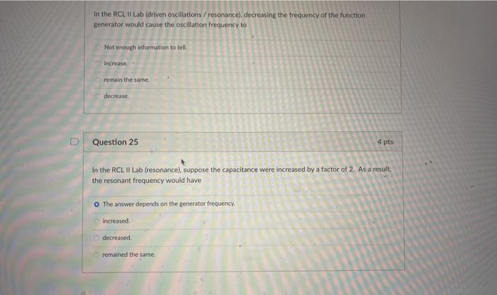 Solved In the RCL II Lab Idriven oscillations / resonance), | Chegg.com