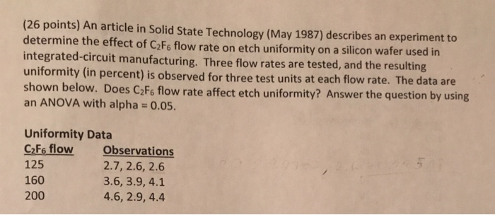 Solved (26 points) An article in Solid State Technology (May | Chegg.com