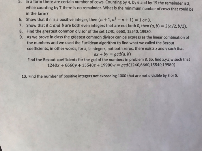 Solved 5. In a farm there are certain number of cows. | Chegg.com