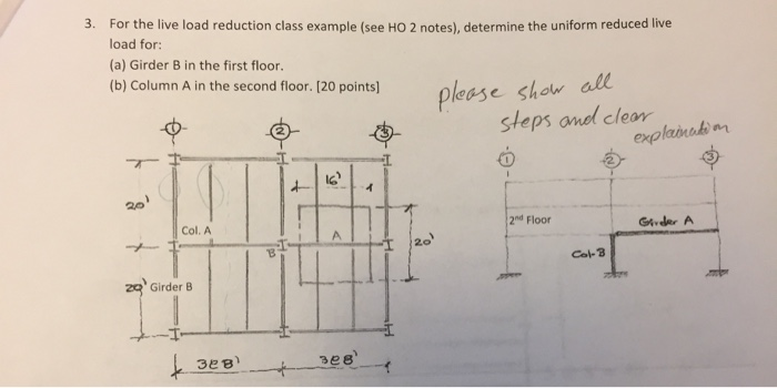 For the live load reduction class example (see HO 2 | Chegg.com