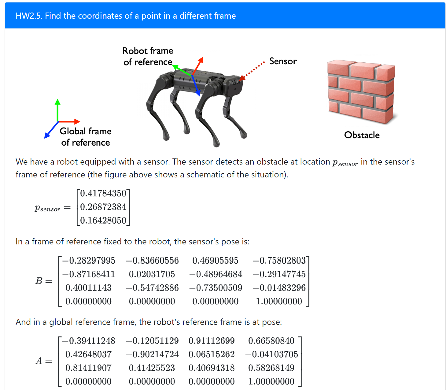 Solved We have a robot equipped with a sensor. ﻿The sensor | Chegg.com