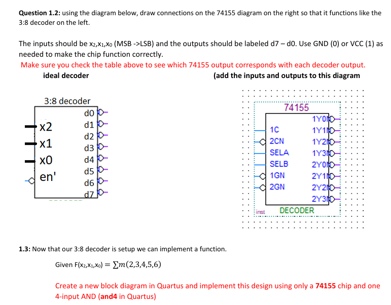 Question 1.2: using the diagram below, draw | Chegg.com