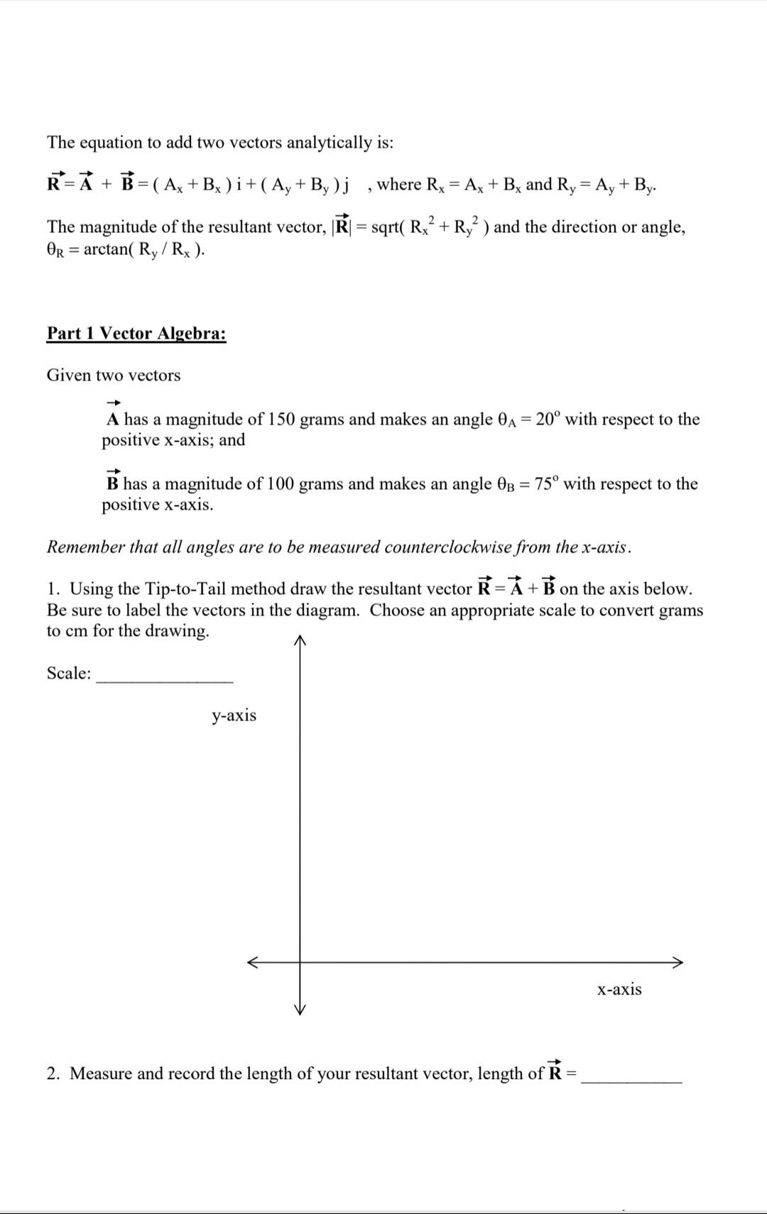 Solved The equation to add two vectors analytically is: R=Ã | Chegg.com