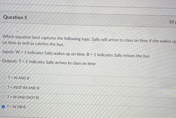Solved Which equation best captures the following logic: | Chegg.com