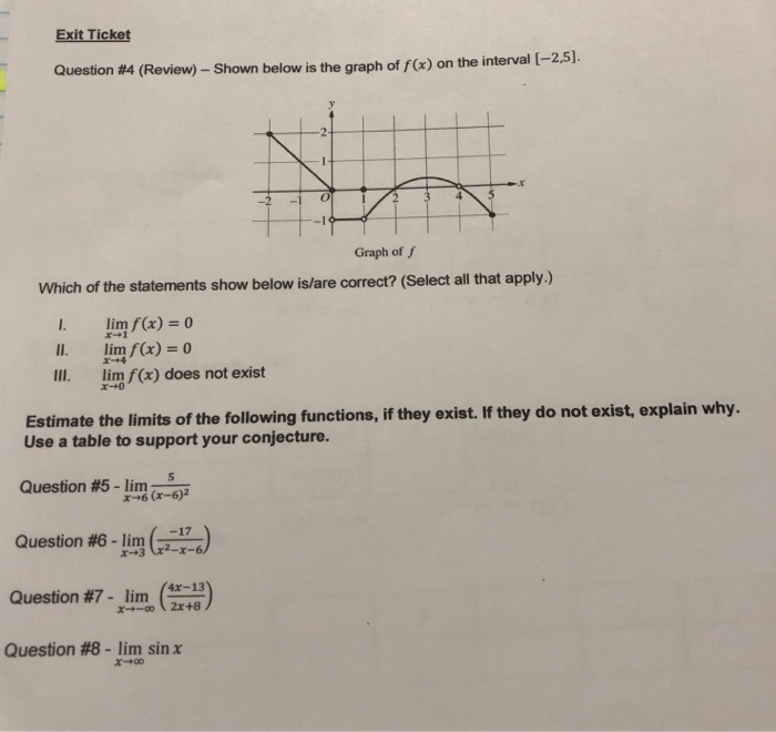 Solved Exit Ticket Question #4 (Review) - Shown below is the | Chegg.com