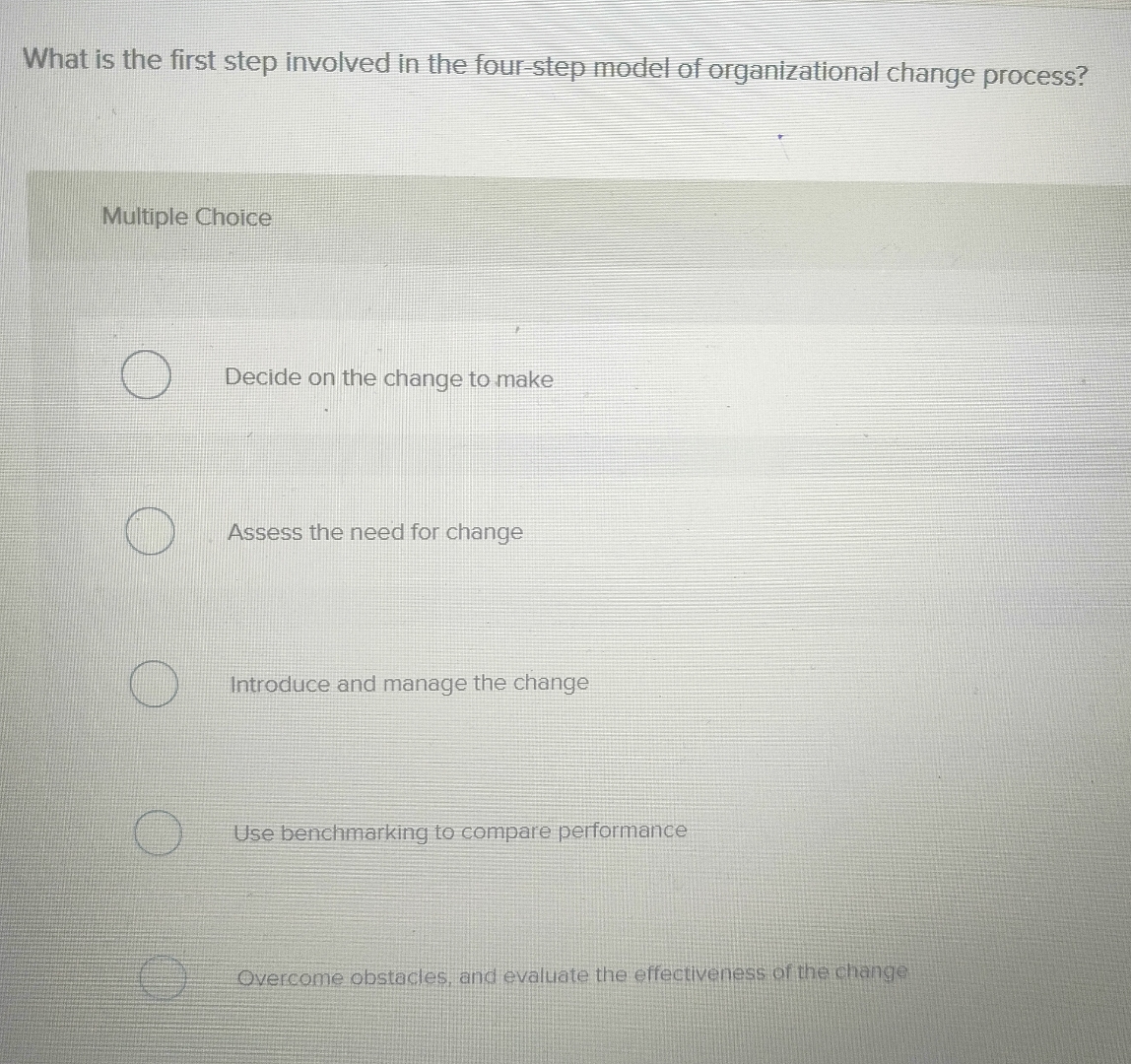 Solved What is the first step involved in the four-step | Chegg.com
