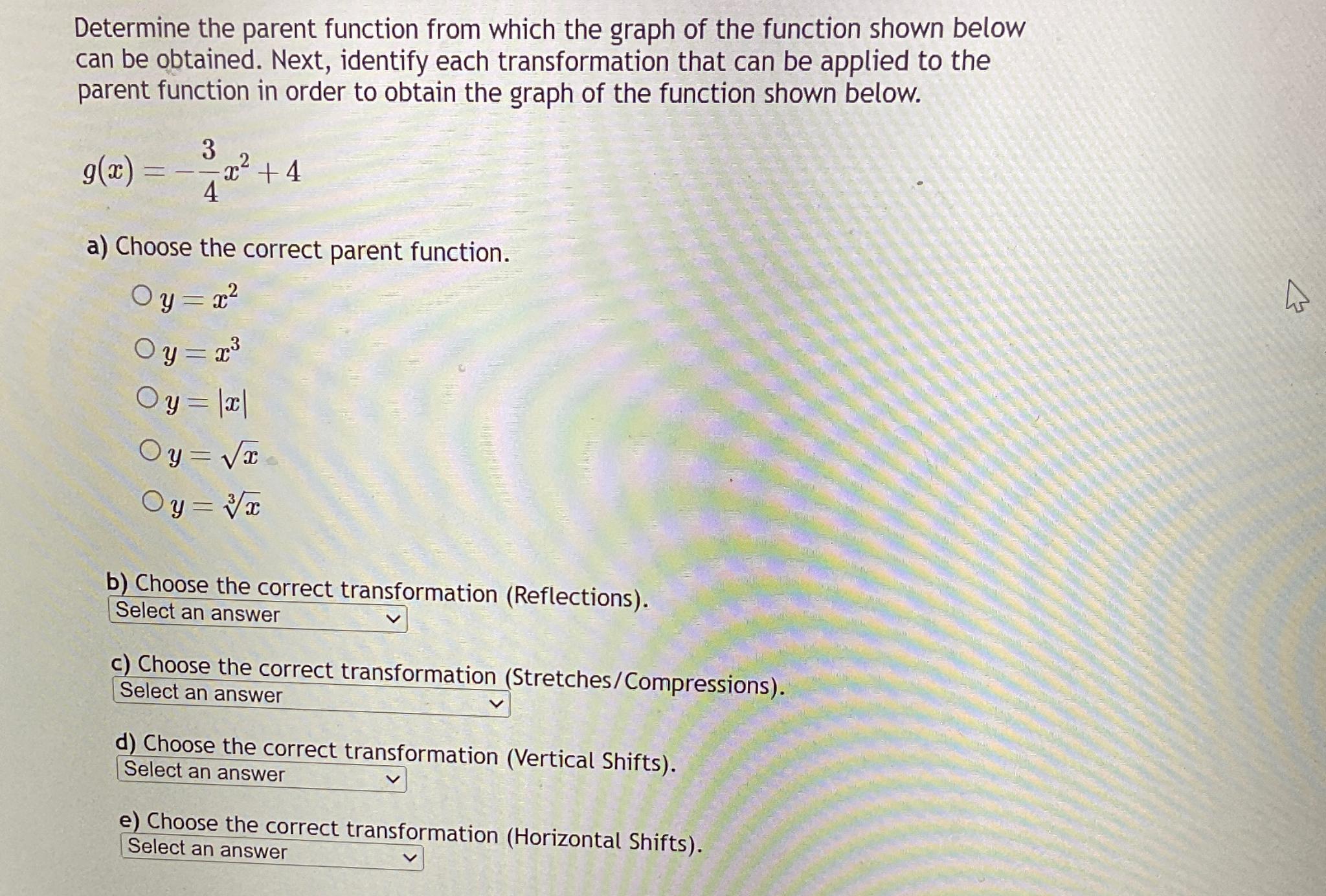 Solved Determine the parent function from which the graph of | Chegg.com
