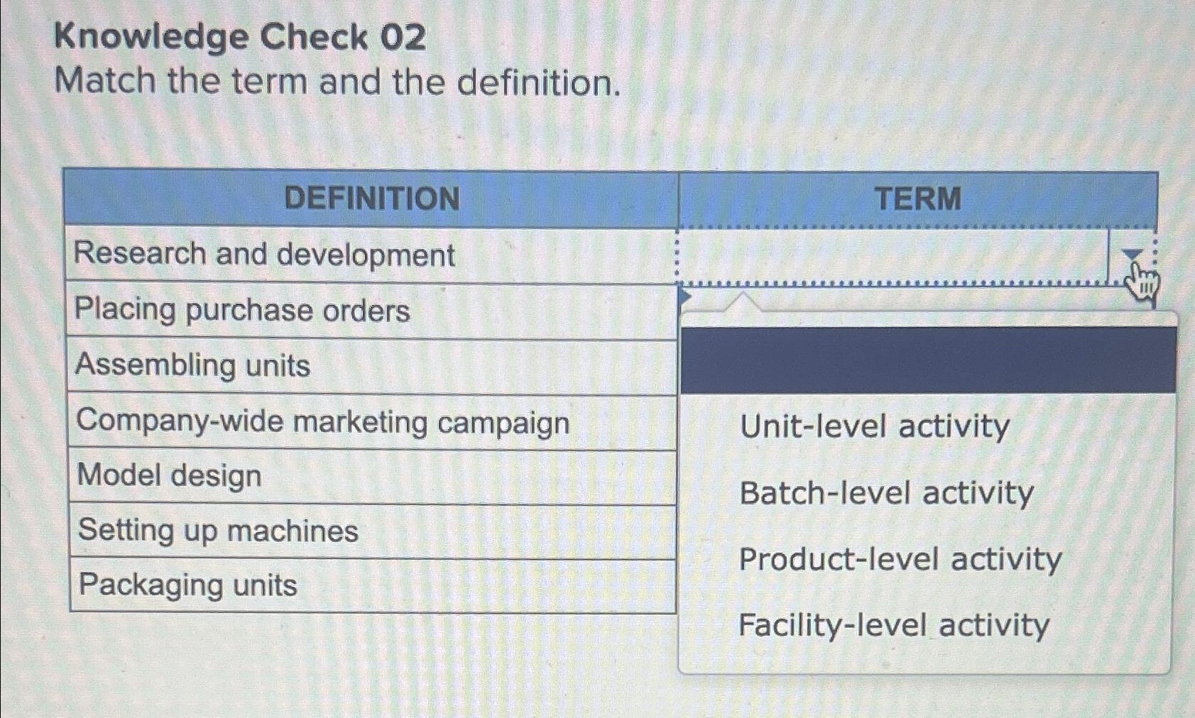 Solved Knowledge Check 02Match the term and the | Chegg.com