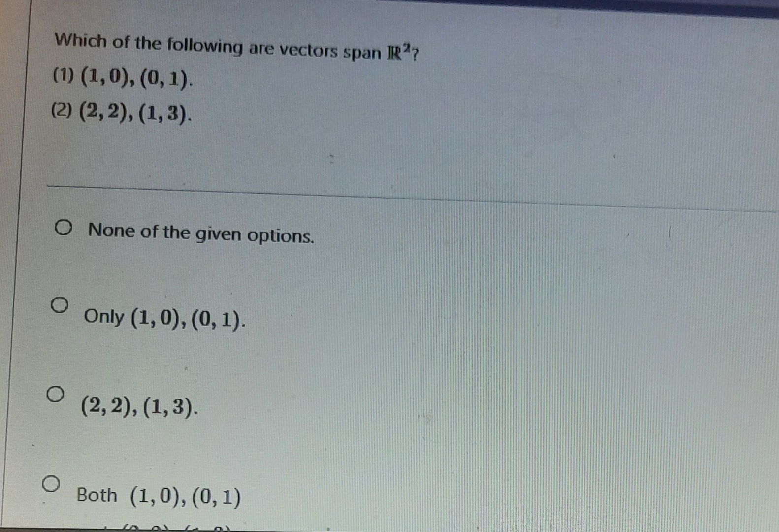 Solved Which of the following are vectors span | Chegg.com
