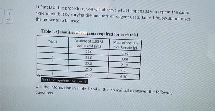 Solved In Part B of the procedure, you will observe what | Chegg.com