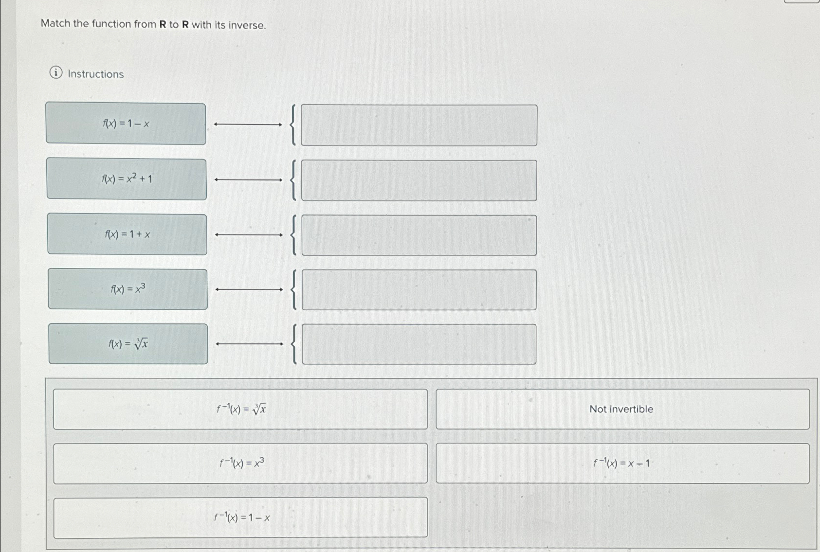 Solved Match the function from R ﻿to R ﻿with its inverse.(i) | Chegg.com