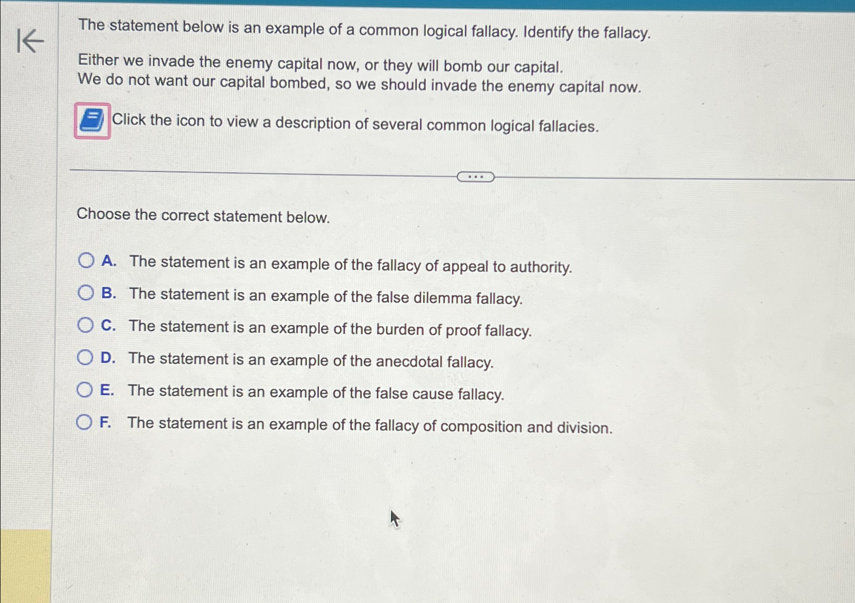 Solved The statement below is an example of a common logical | Chegg.com