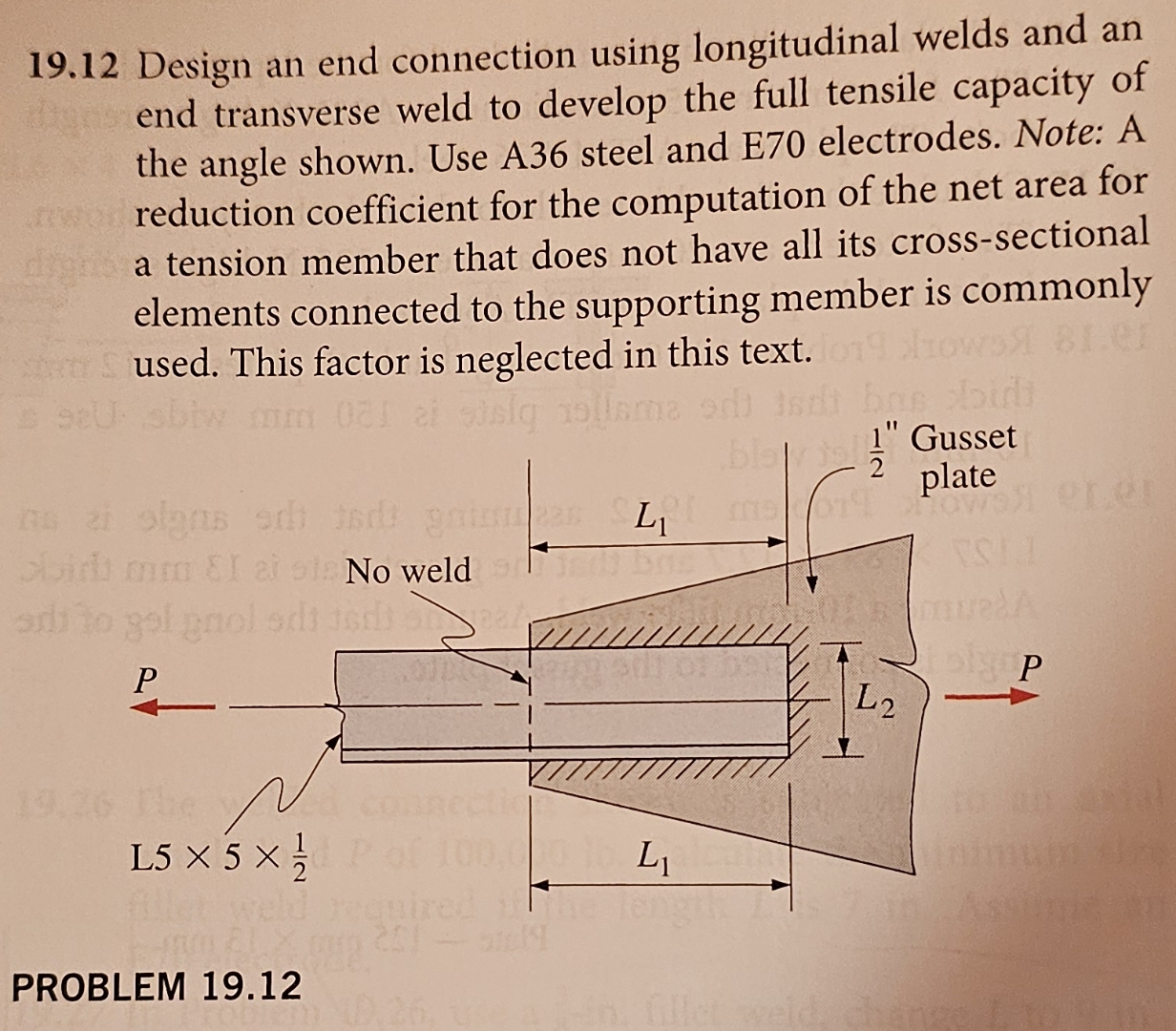 Solved 19.12 ﻿Design an end connection using longitudinal | Chegg.com