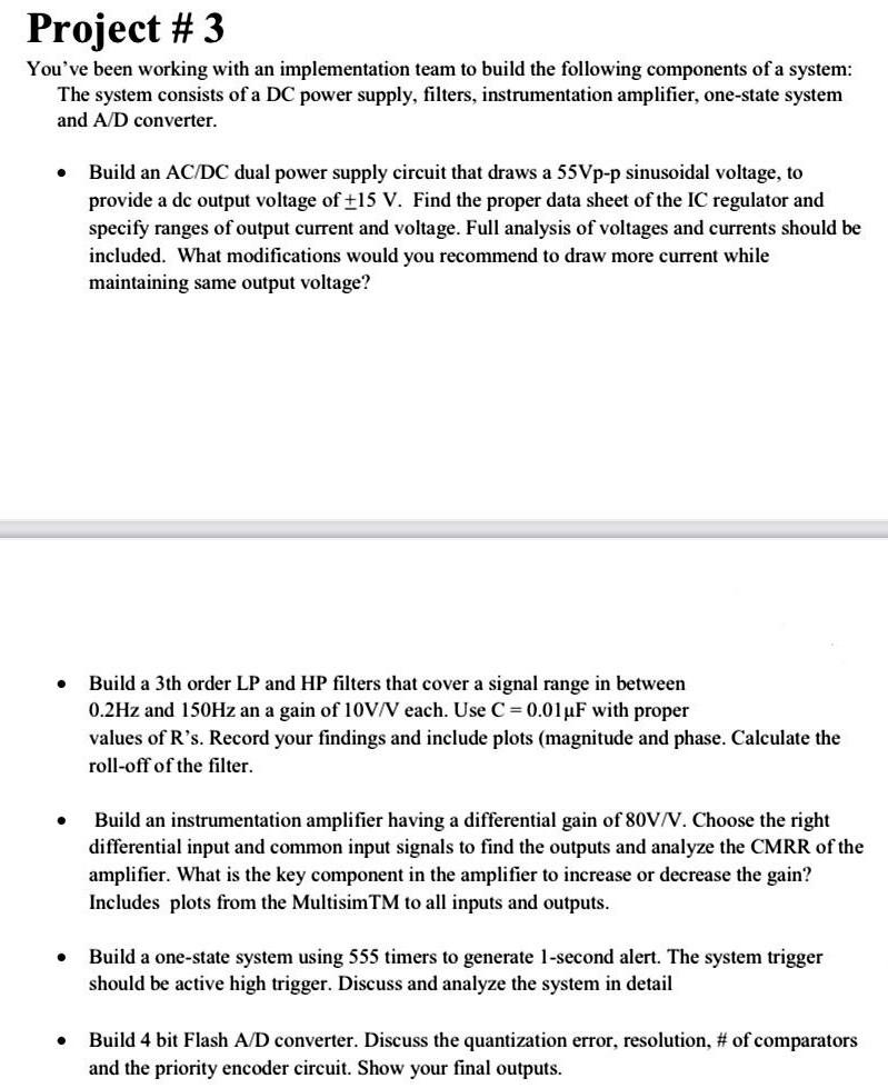 Solved Project # 3 You've been working with an | Chegg.com