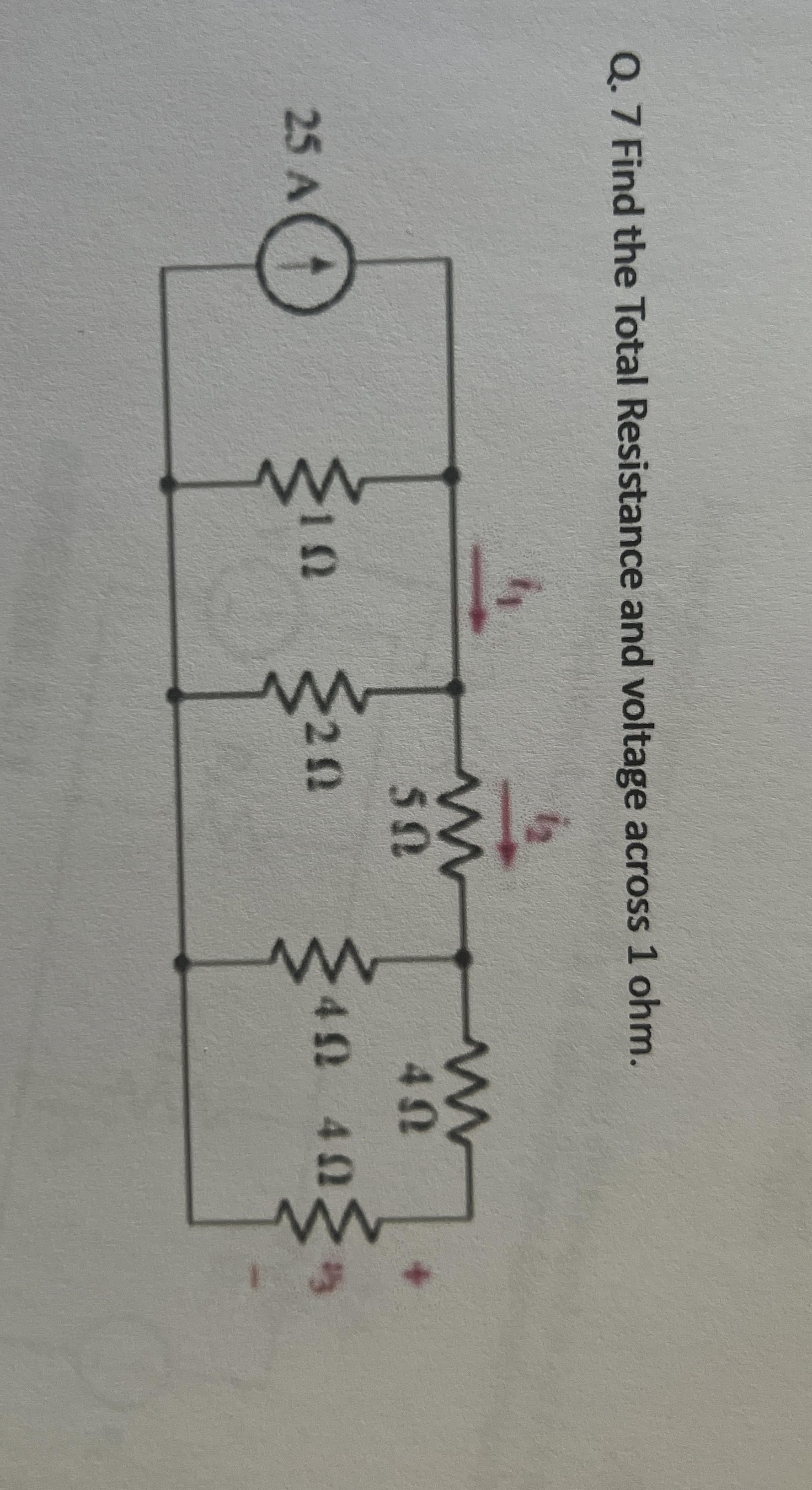 Q. 7 ﻿Find the Total Resistance and voltage across 1 | Chegg.com